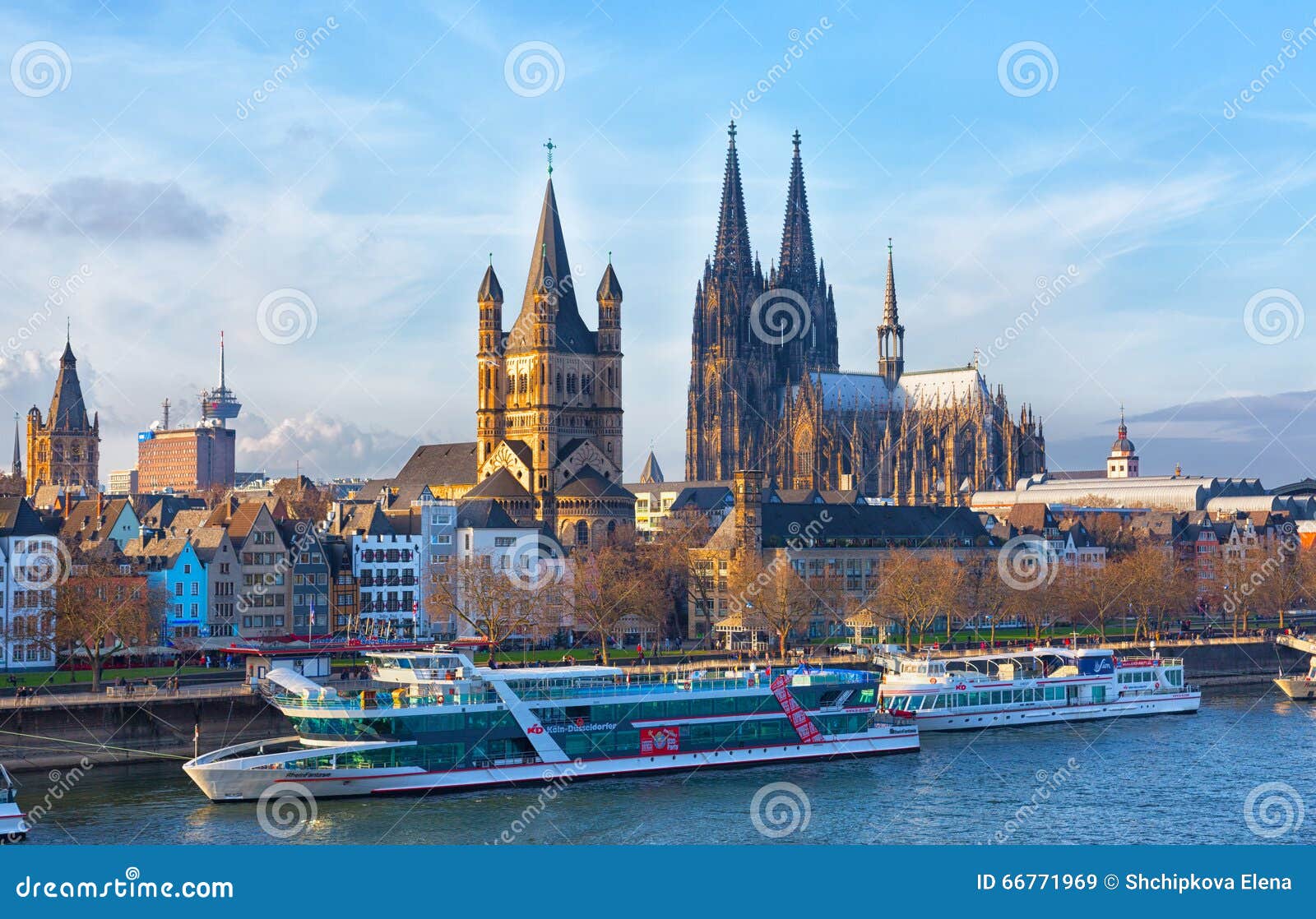 Rhine Embankment in Cologne Editorial Stock Image - Image of blue ...