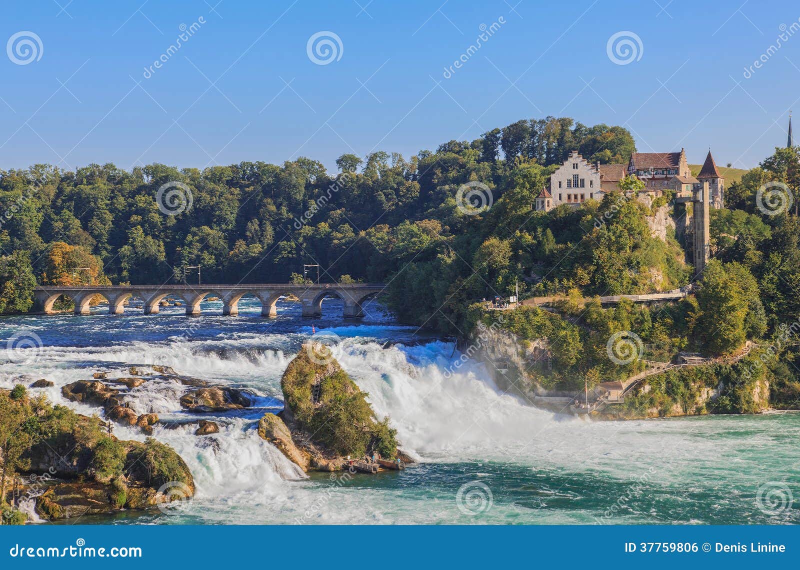Rhine Falls and Castle Laufen Stock Photo - Image of architecture ...
