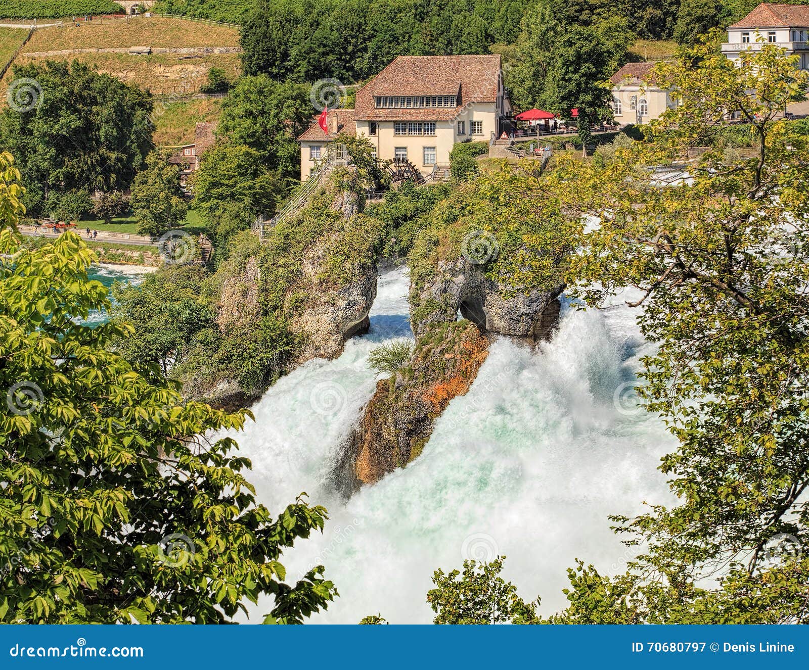 Rhine Falls in summer stock image. Image of cascade, falls - 70680797