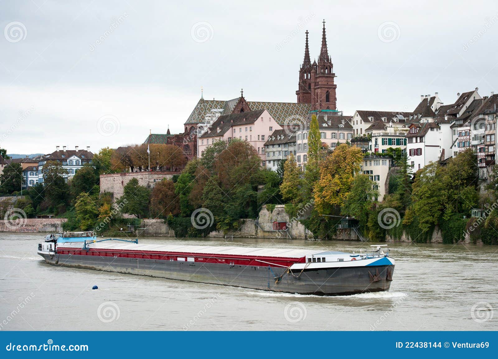 Rhine River in Basel, Switzerland Stock Photo - Image of boat, stream ...