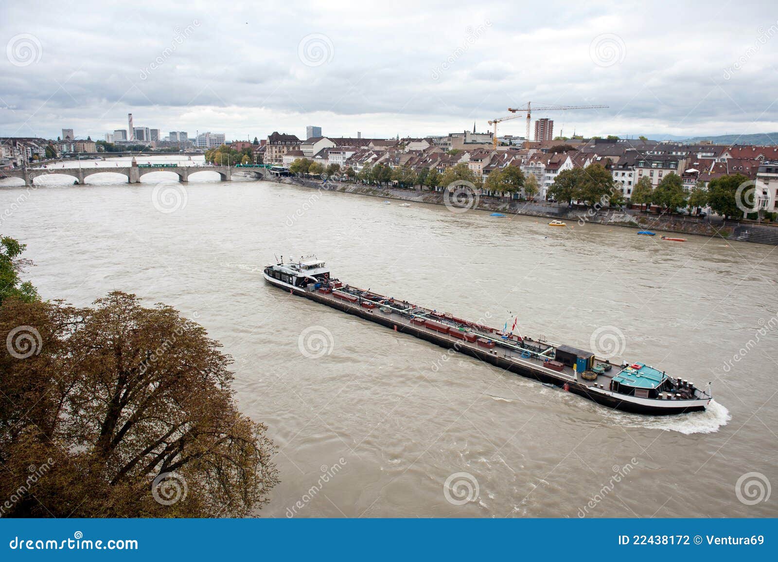 Rhine River in Basel, Switzerland Stock Photo - Image of riverbank ...