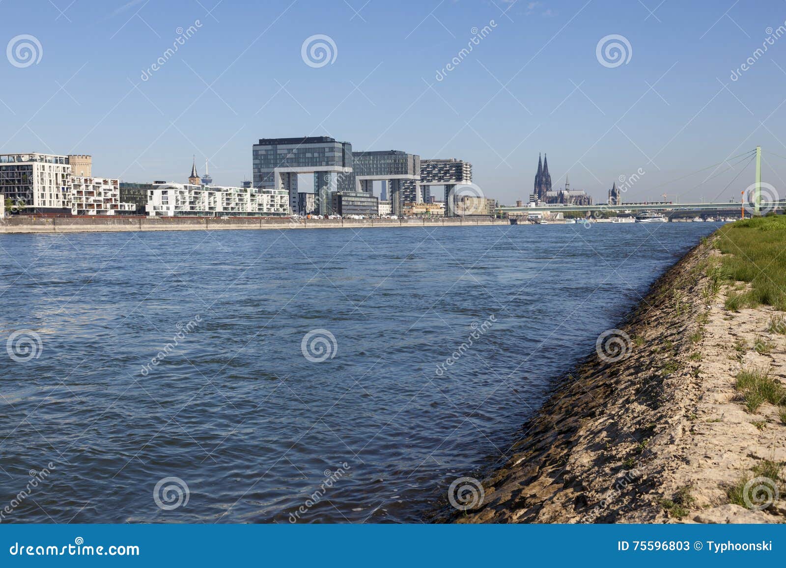 Rhine River in Cologne, Germany Stock Image - Image of river, exterior ...
