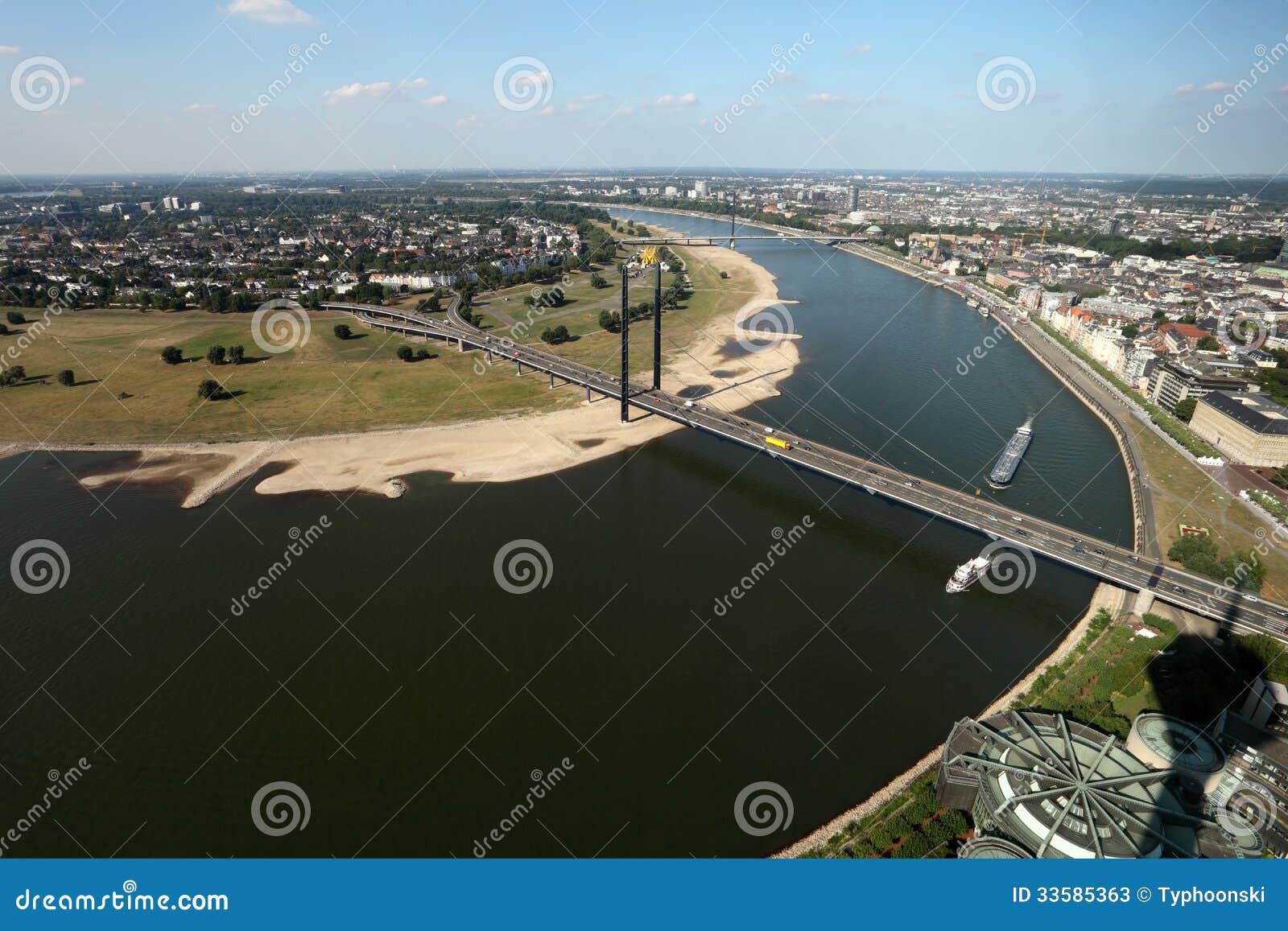 Rhine River in Dusseldorf, Germany Stock Image - Image of cityscape ...