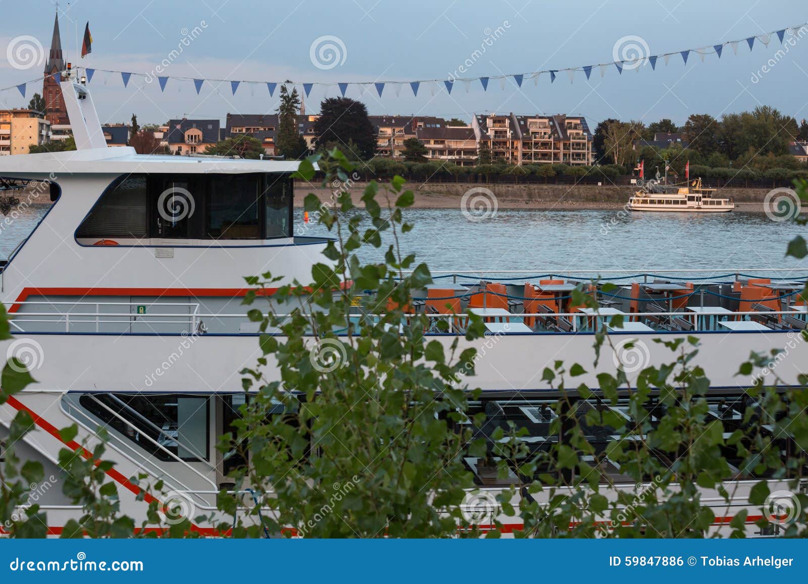 Rhine River and Ships in Bonn Germany Stock Photo - Image of riverside ...