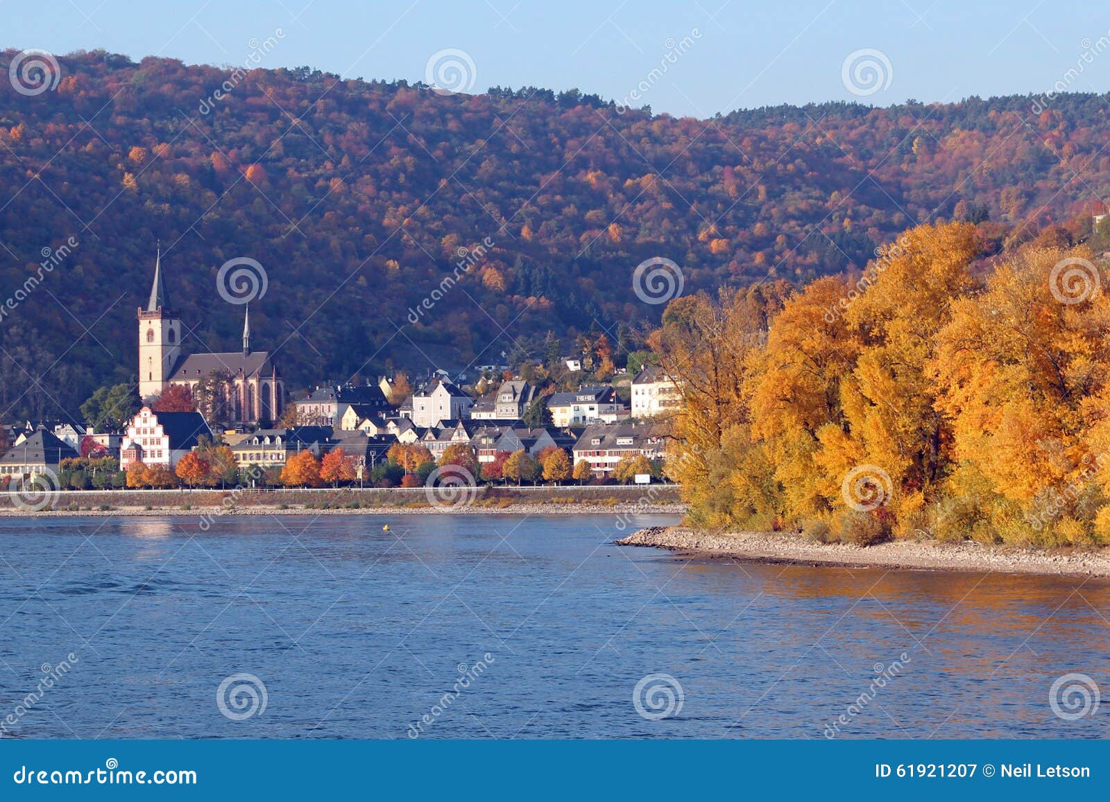 Rhine River Village stock image. Image of fall, bend - 61921207