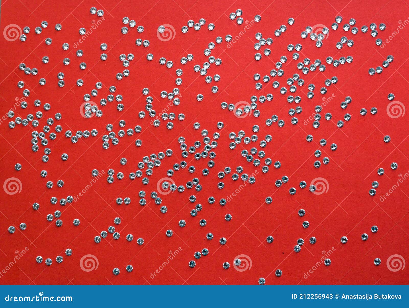 Rhinestones on a Red Background, Top Photo. Design for Text Stock Image ...