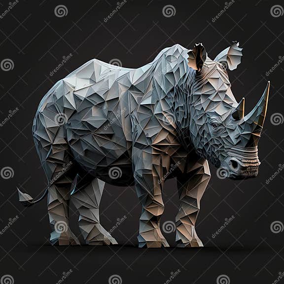 Rhino in Abstract Shapes and Geometric Patterns. Generative AI Stock ...