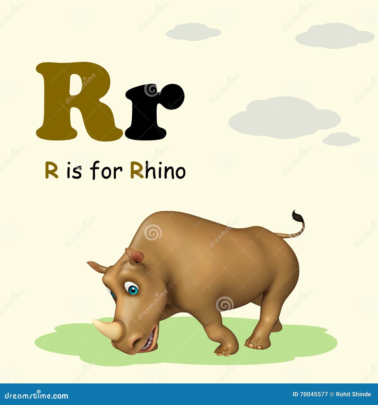 Rhino with alphabet stock illustration. Illustration of design - 70045577