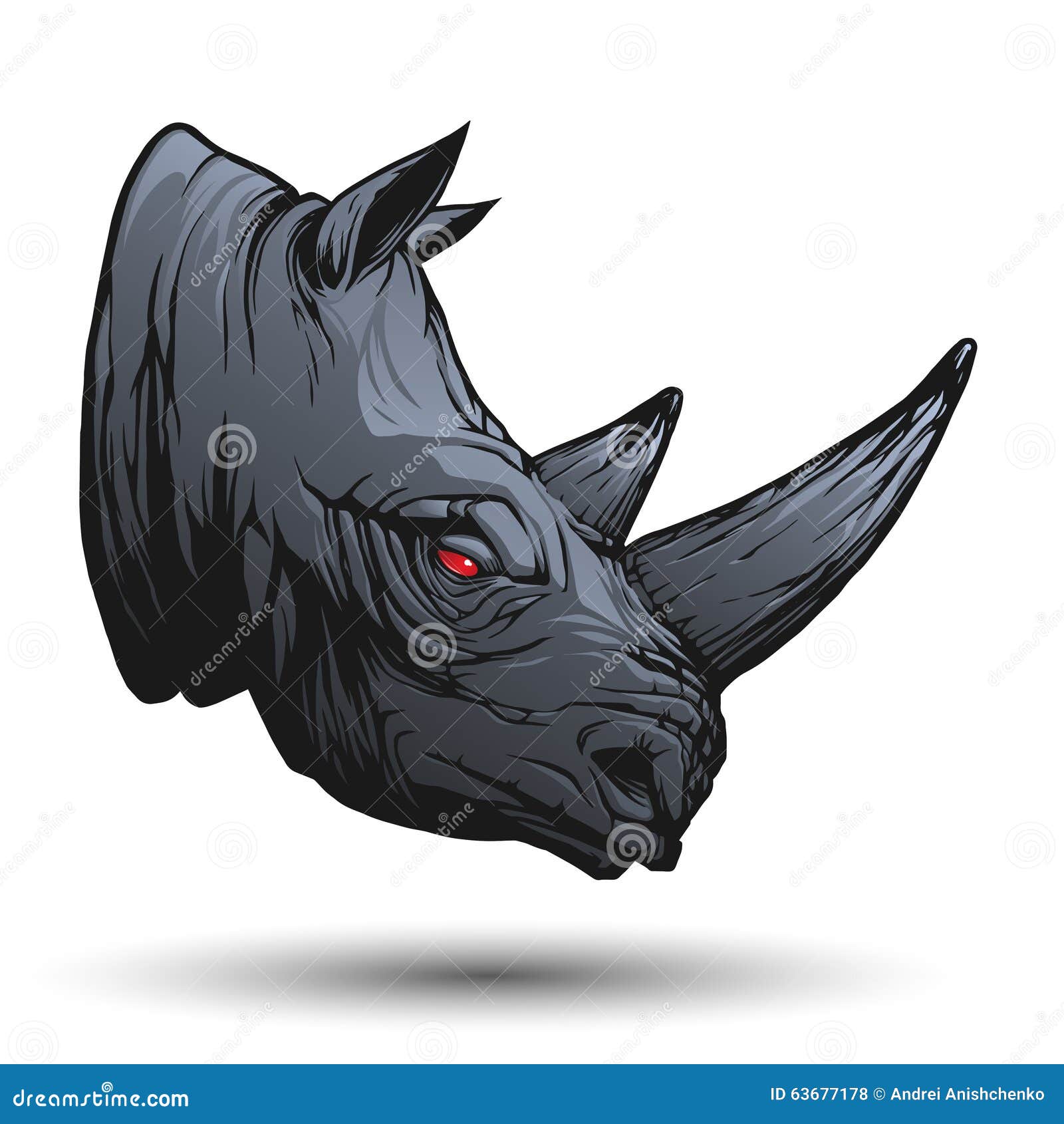 Rhino head stock vector. Illustration of attack, emblem - 63677178