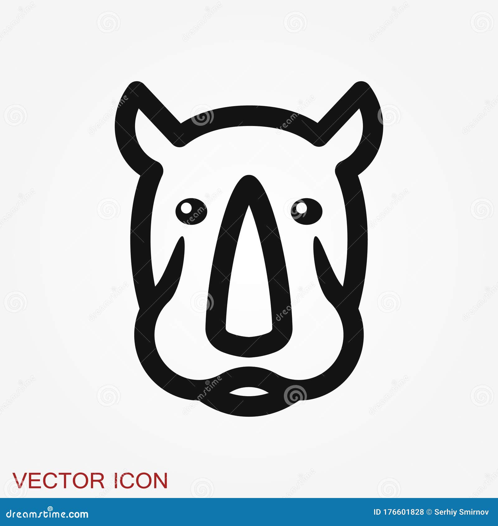 Rhino Icon Isolated on Backgrounds, Vector Animal Symbol Stock ...