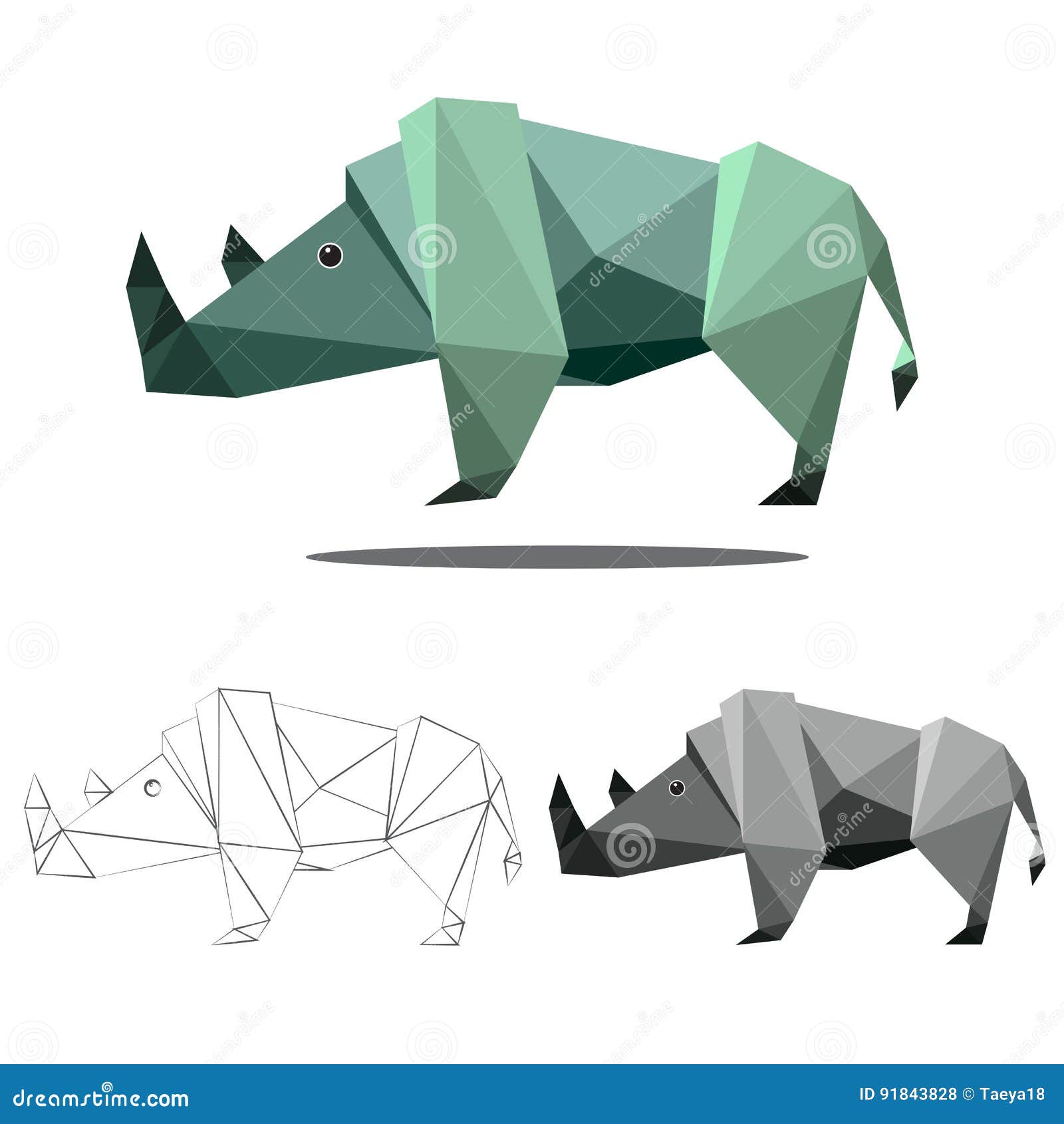 Rhino polygon stock vector. Illustration of flat, symbol - 91843828