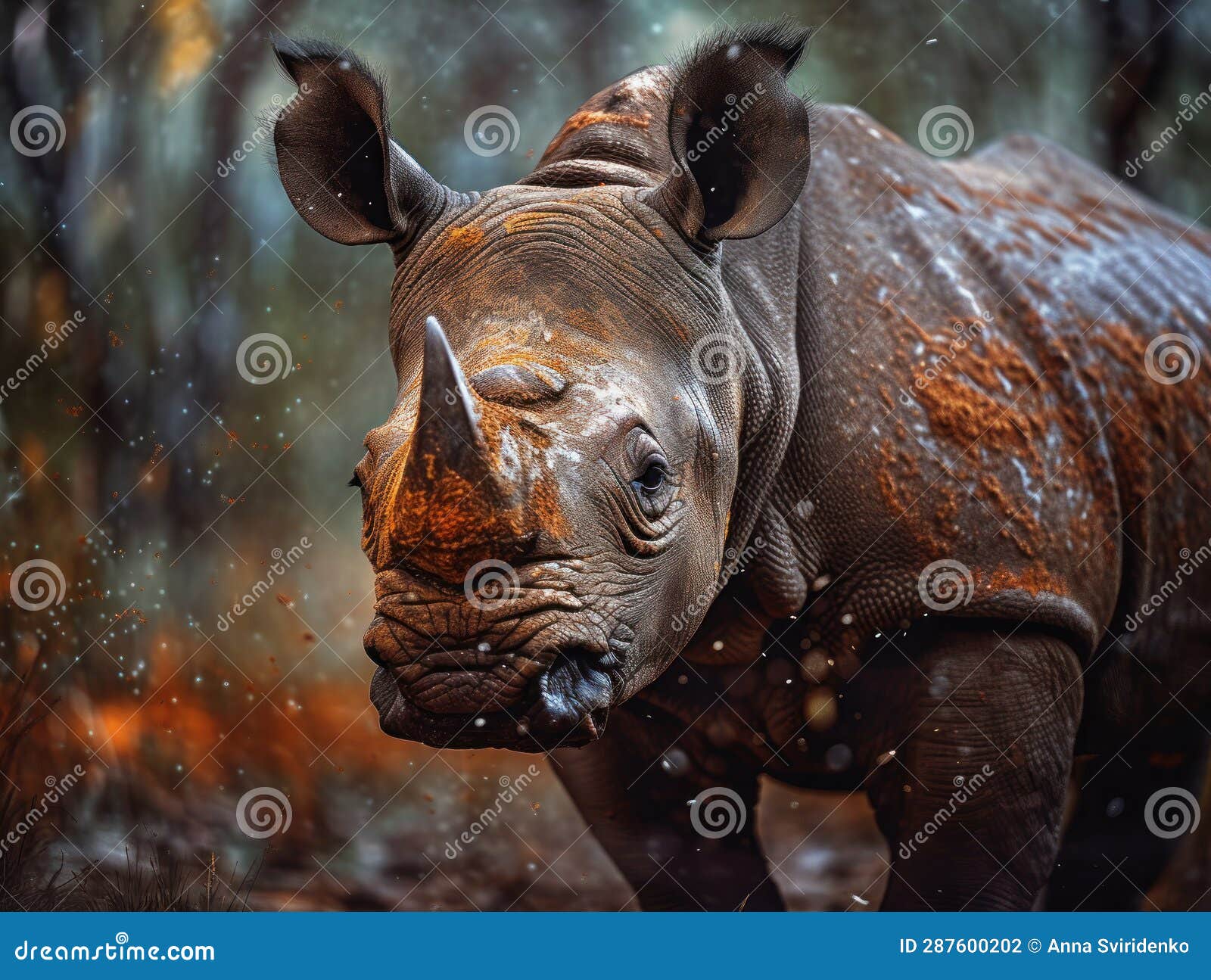 Rhino Portrait Created with Generative AI Technology Stock Illustration ...