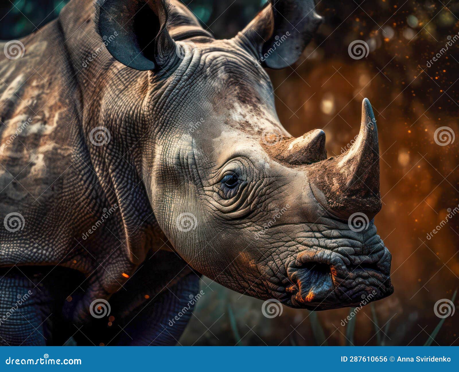 Rhino Portrait Created with Generative AI Technology Stock Photo ...