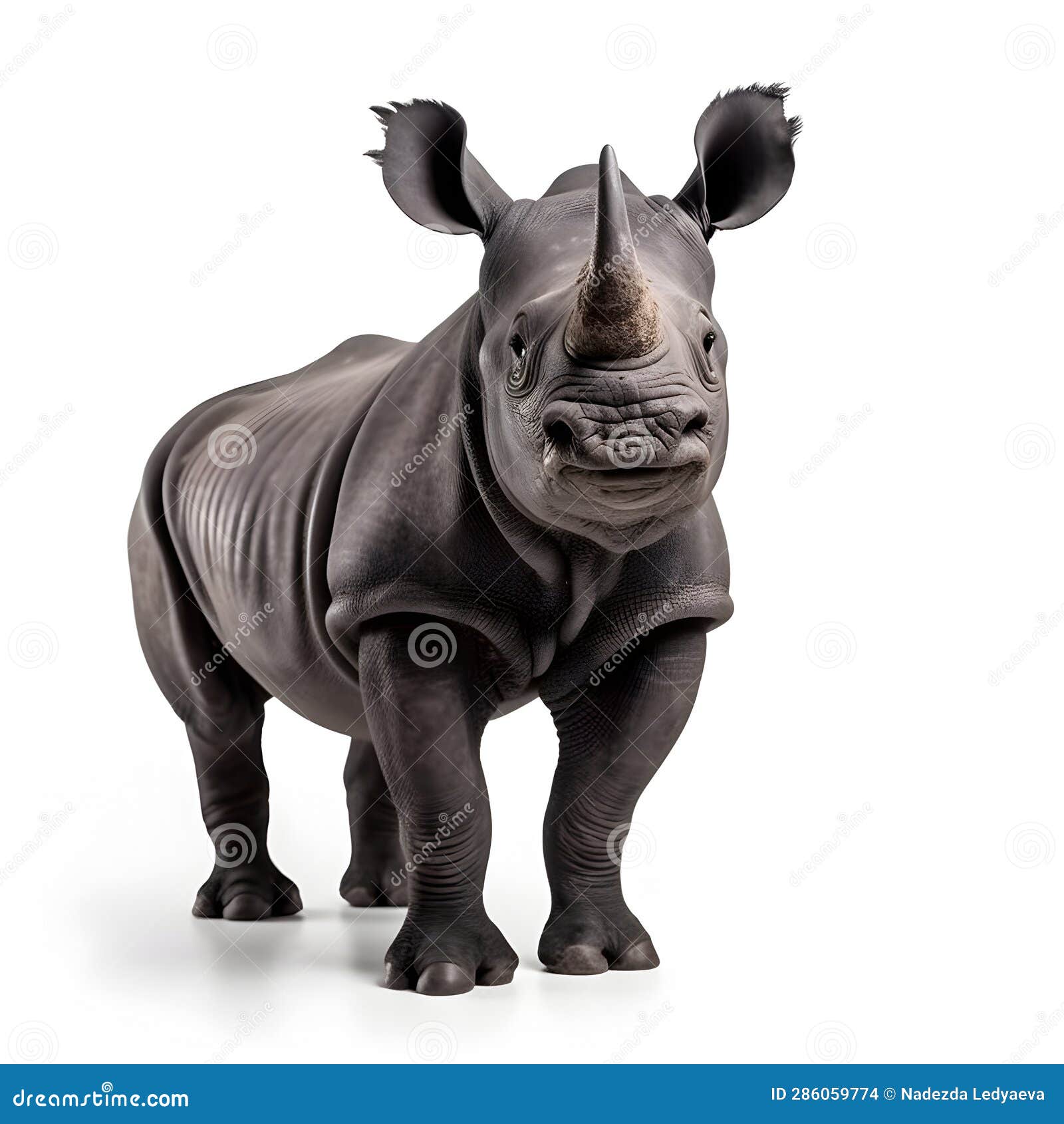 Rhino Rhinoceros Standing Side View Isolated On White Background. Stock ...