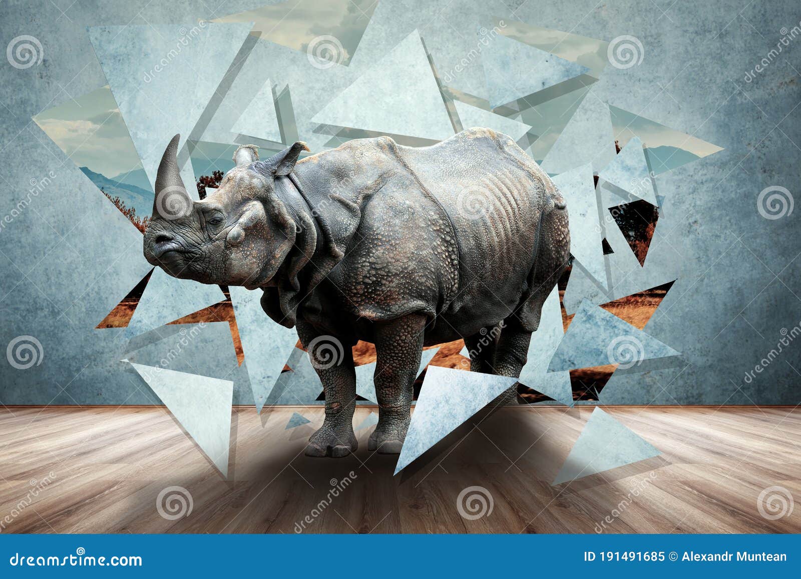 Rhino in the room stock image. Image of interior, house - 191491685