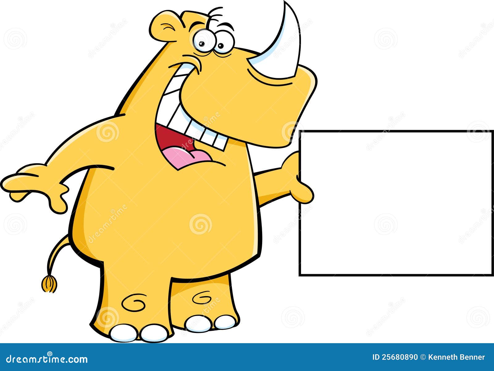 Rhino with a sign stock vector. Illustration of smiling - 25680890