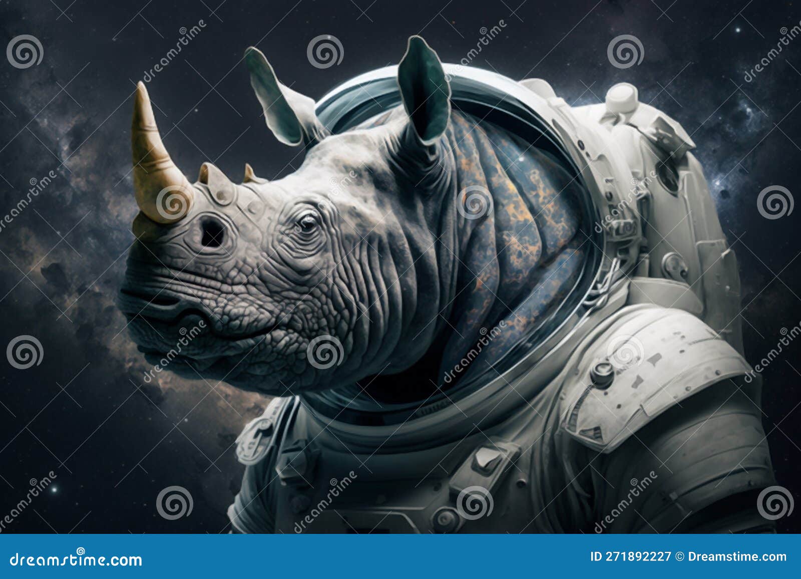 Rhino in space stock image. Image of poster, animals - 271892227