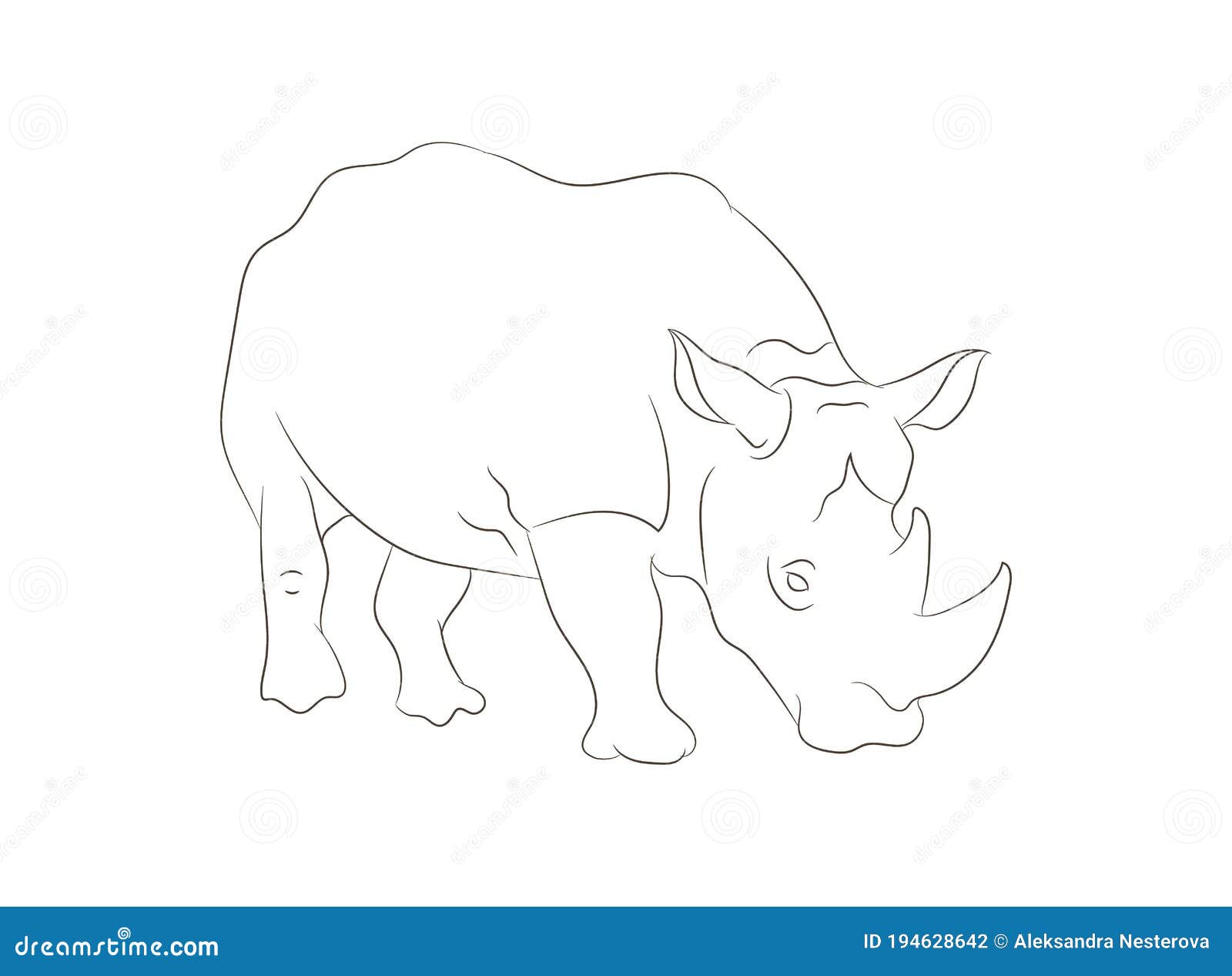 Rhino Vector Illustration, Line Drawing, Vector Stock Vector ...