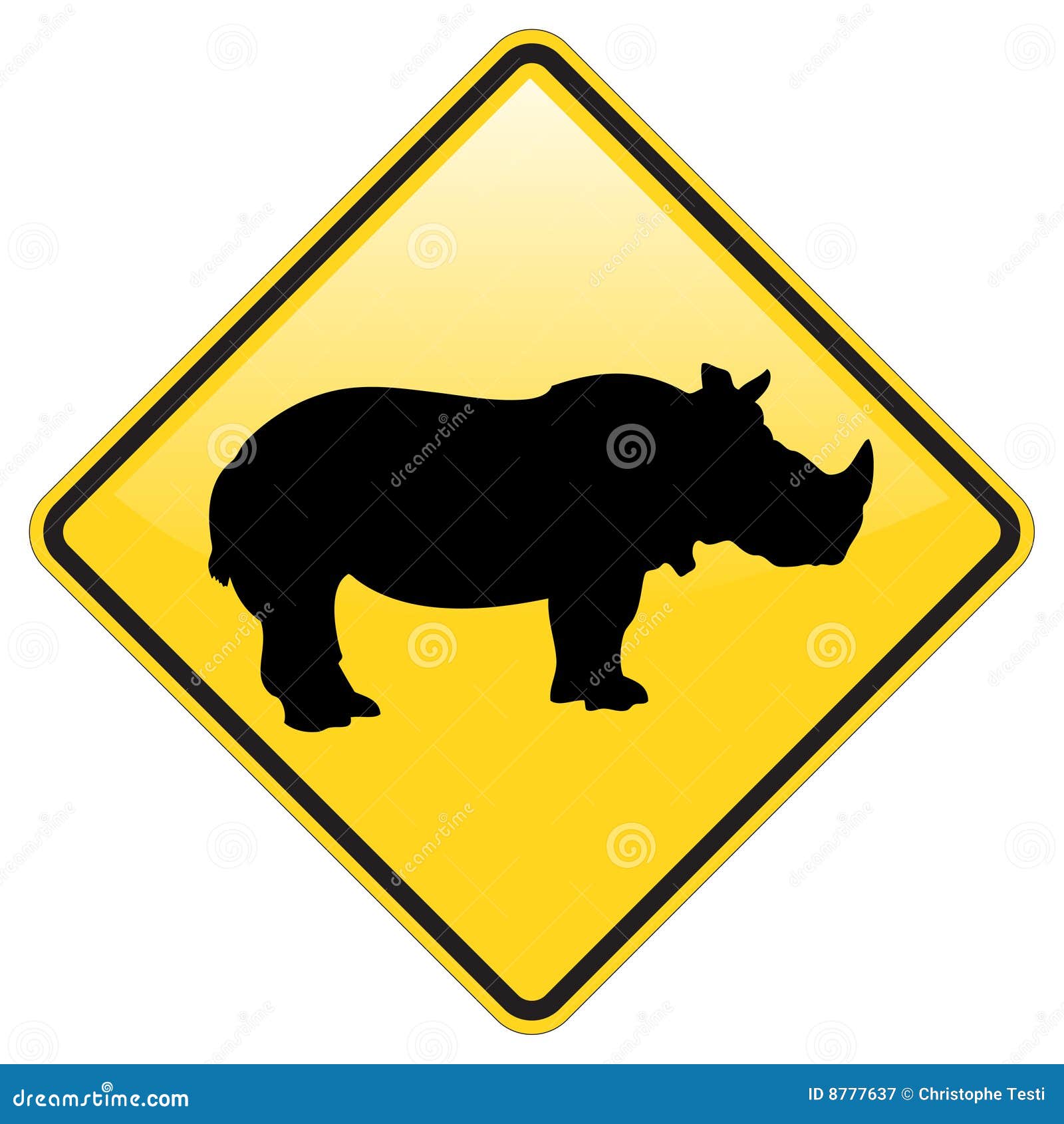 Rhino Warning Sign stock vector. Illustration of sign - 8777637
