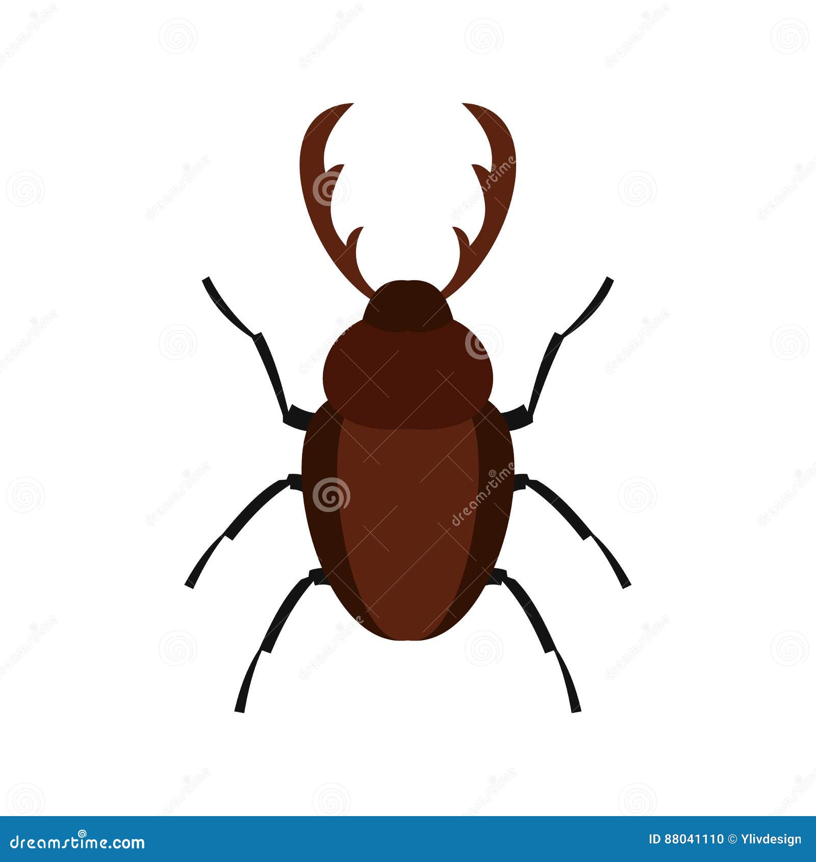 Rhinoceros Beetle Icon, Flat Style Stock Vector - Illustration of ...