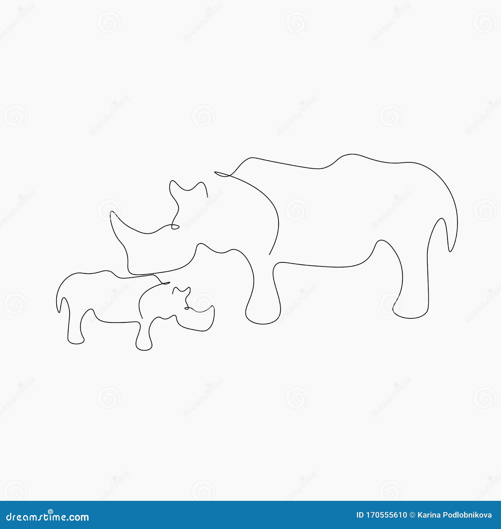Rhinoceros Continuous Line Drawing Vector Stock Vector - Illustration ...