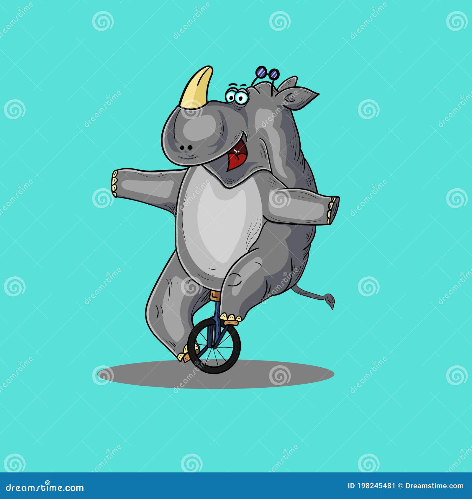 Rhinoceros Riding A Motorcycle. Sticker Cartoon Style. Comics Art ...