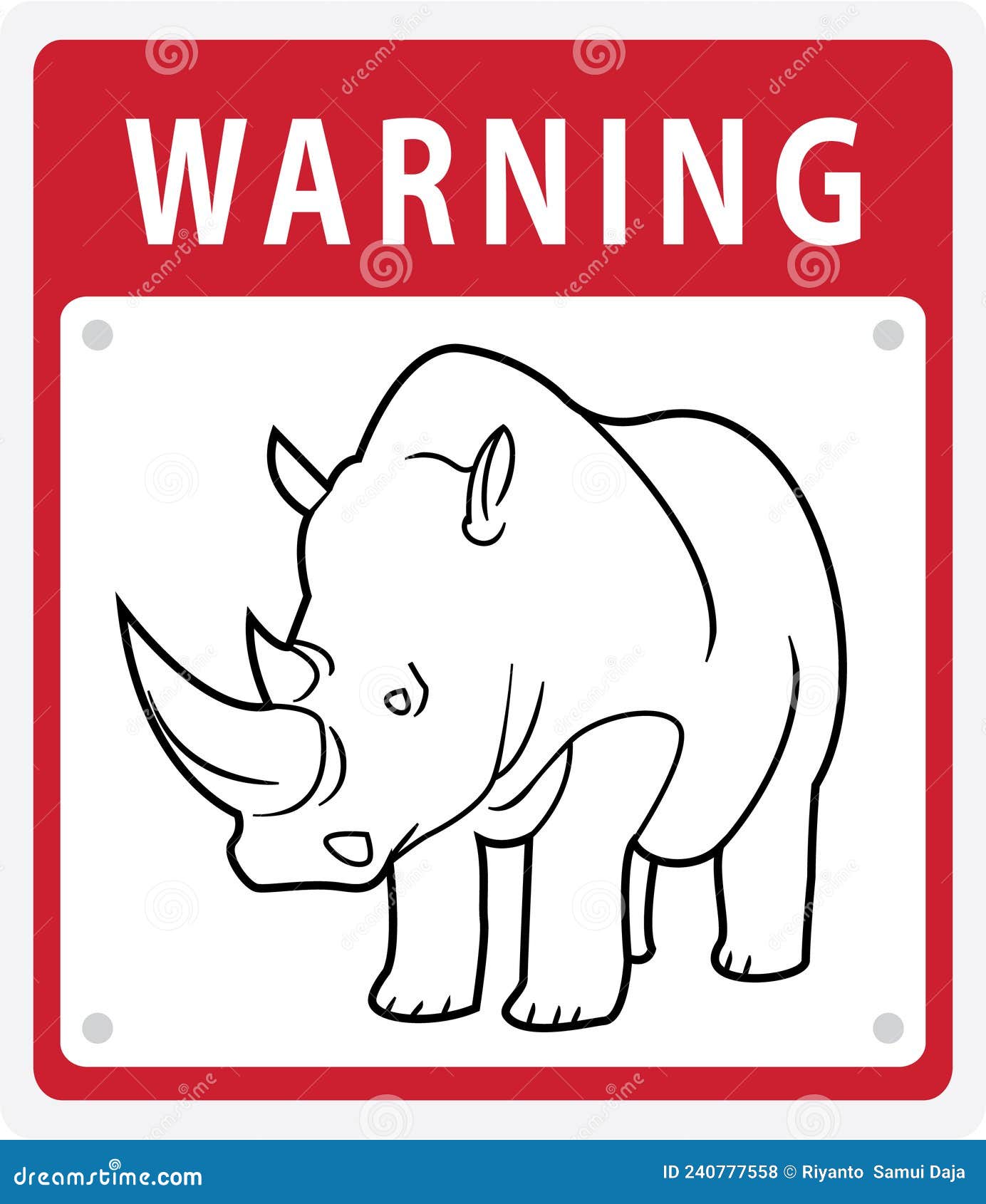 Rhinoceros Warning Red Sign Board Illustration Design Stock Vector ...