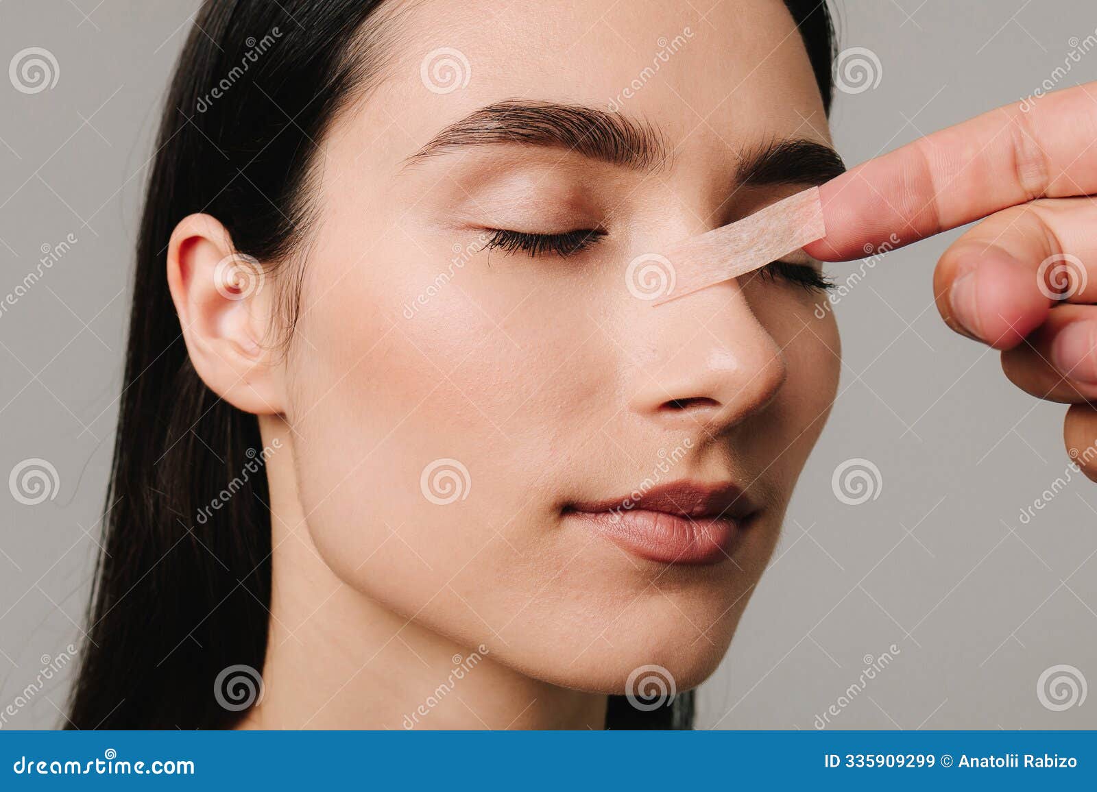 Rhinoplasty. Applying Bandage on Nose after Surgery To Support Its Shape, Decrease Swelling and ...