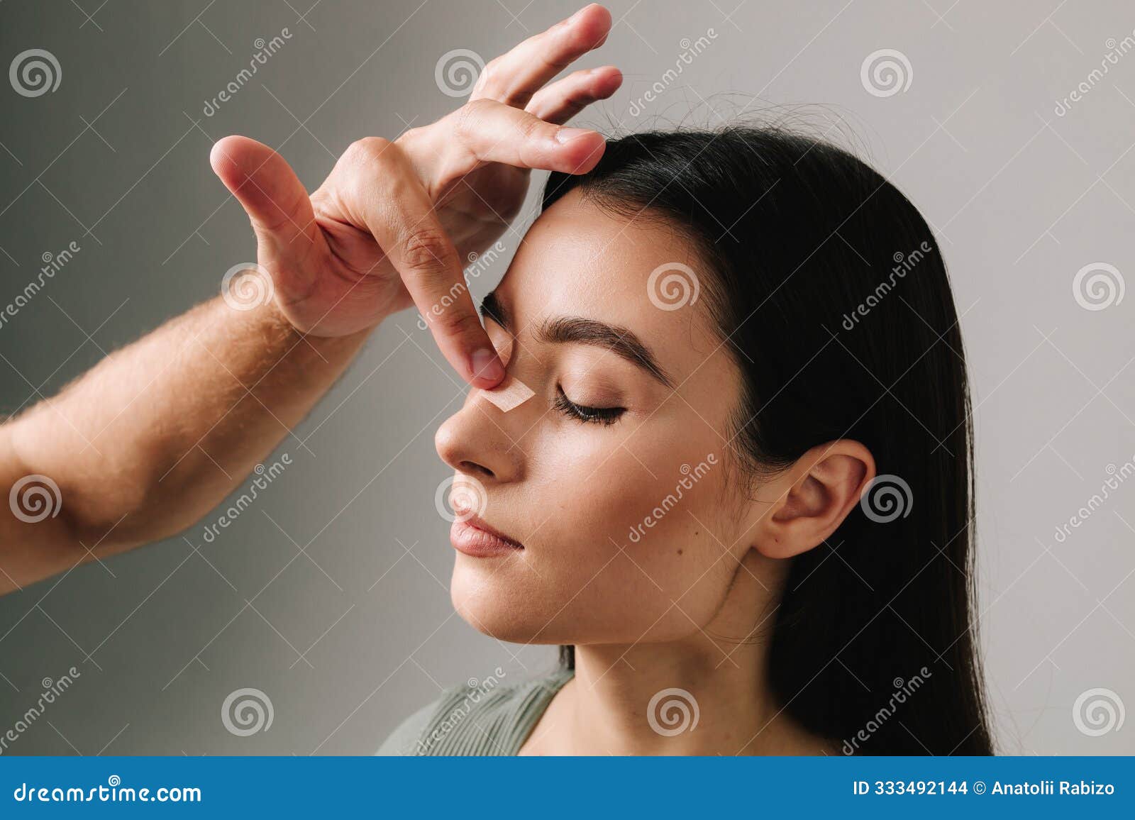 Rhinoplasty. Plastic Surgeon is Taping Nose To Patient during ...
