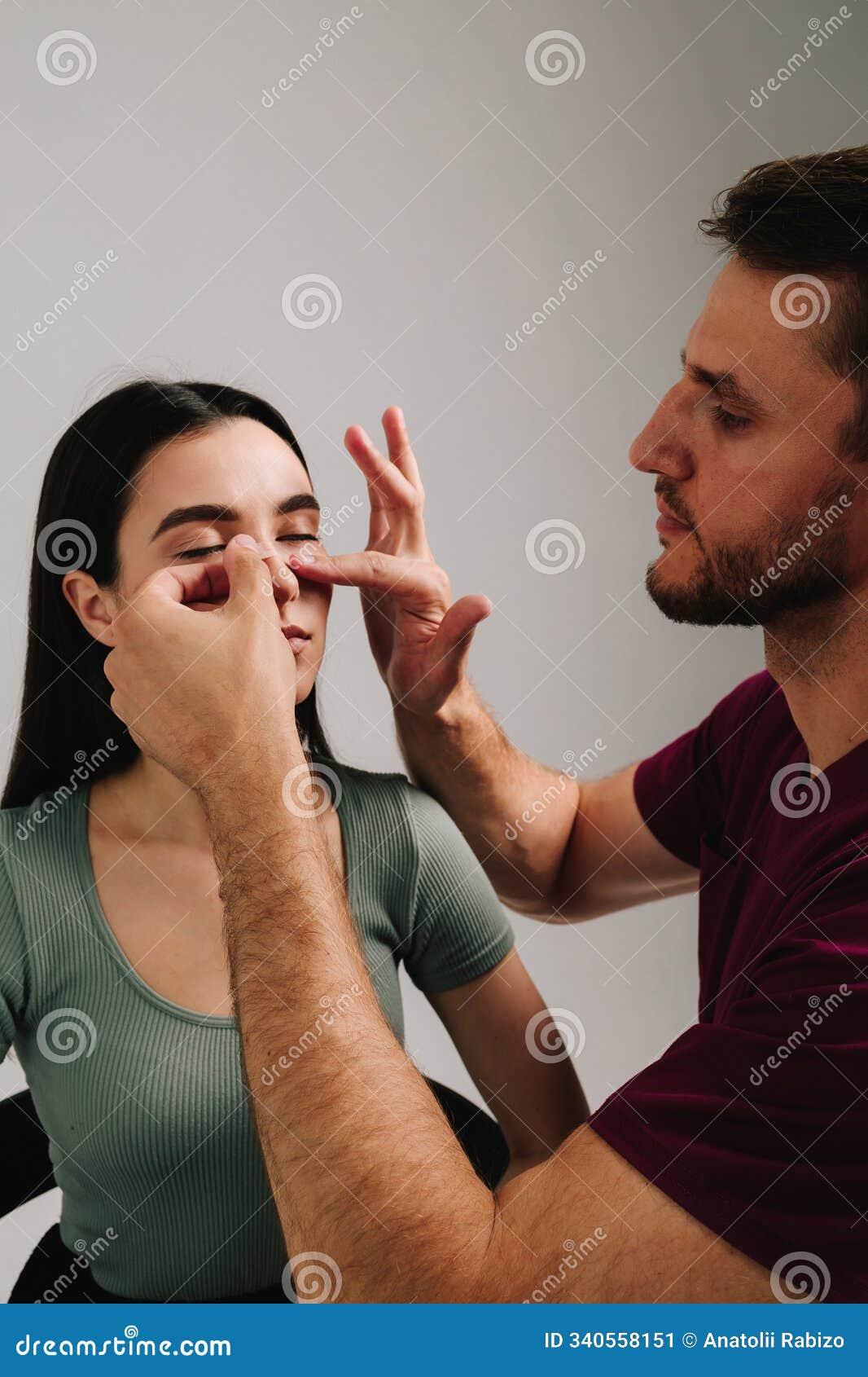 Rhinoplasty. Plastic Surgeon is Taping Nose To Patient during ...