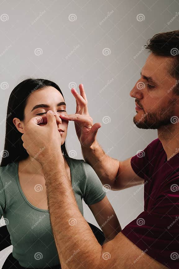 Rhinoplasty. Plastic Surgeon is Taping Nose To Patient during ...