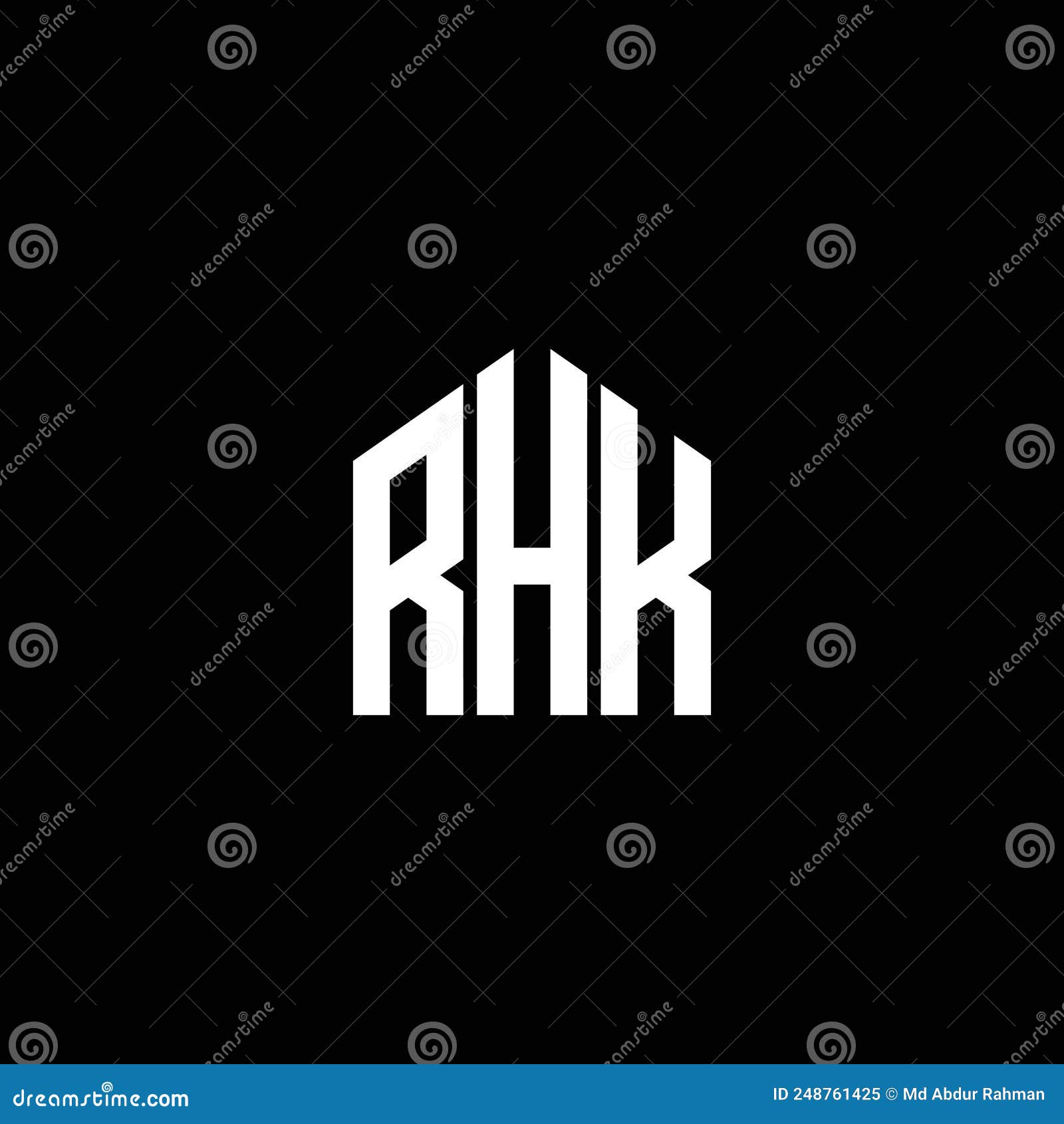 RHK Letter Logo Design on BLACK Background. RHK Creative Initials ...