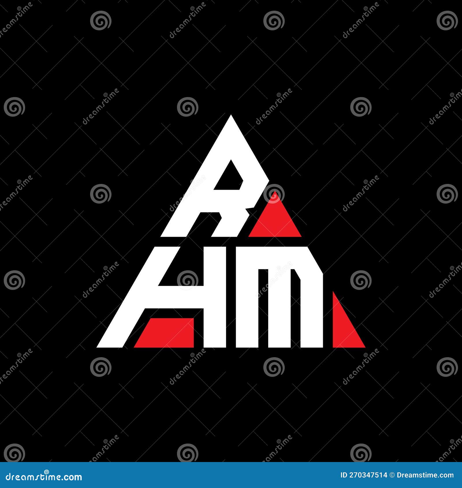 RHM Triangle Letter Logo Design with Triangle Shape. RHM Triangle Logo ...