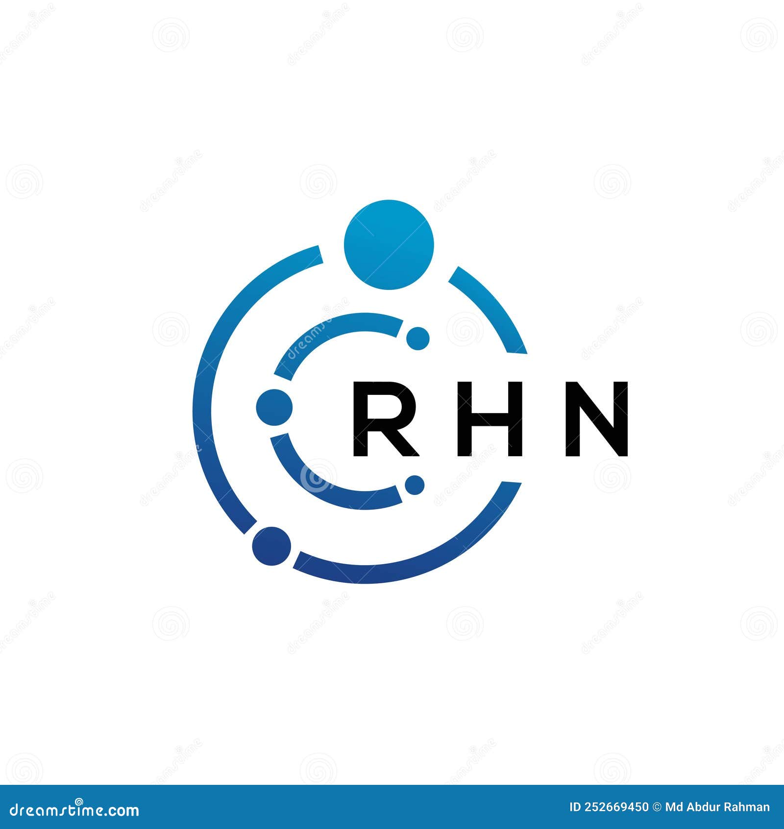 RHN Letter Technology Logo Design on White Background. RHN Creative ...