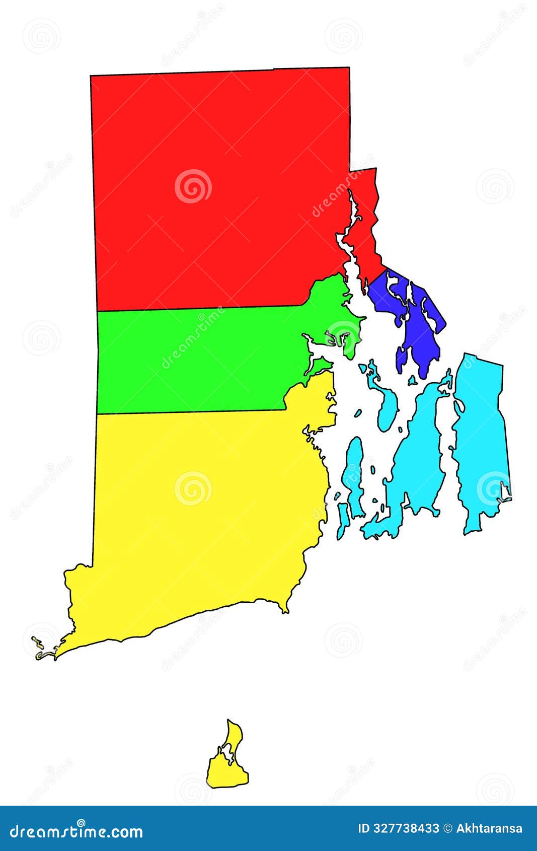 Rhode Island Administrative Map. Counties Map of Rhode Island with ...