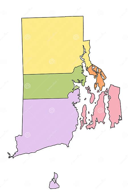 Rhode Island Administrative Map. Counties Map of Rhode Island with ...