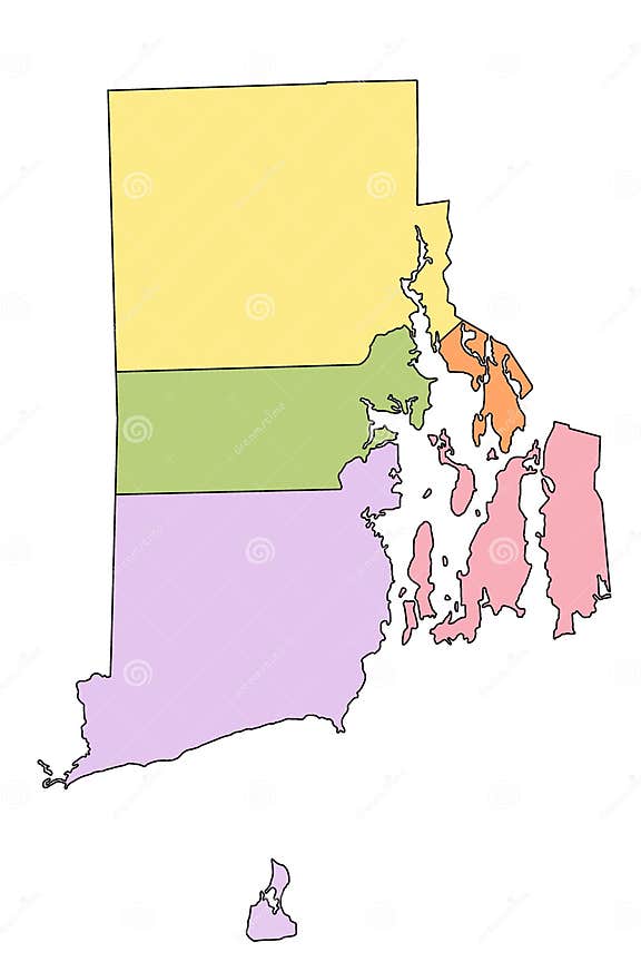 Rhode Island Administrative Map. Counties Map of Rhode Island with ...