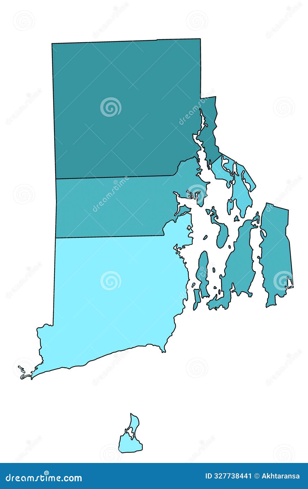 Rhode Island Administrative Map. Counties Map of Rhode Island with ...