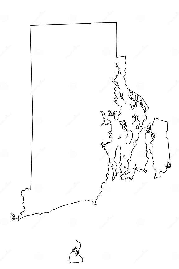 Rhode Island Administrative Map. Outline Map of Rhode Island, Blank Map ...