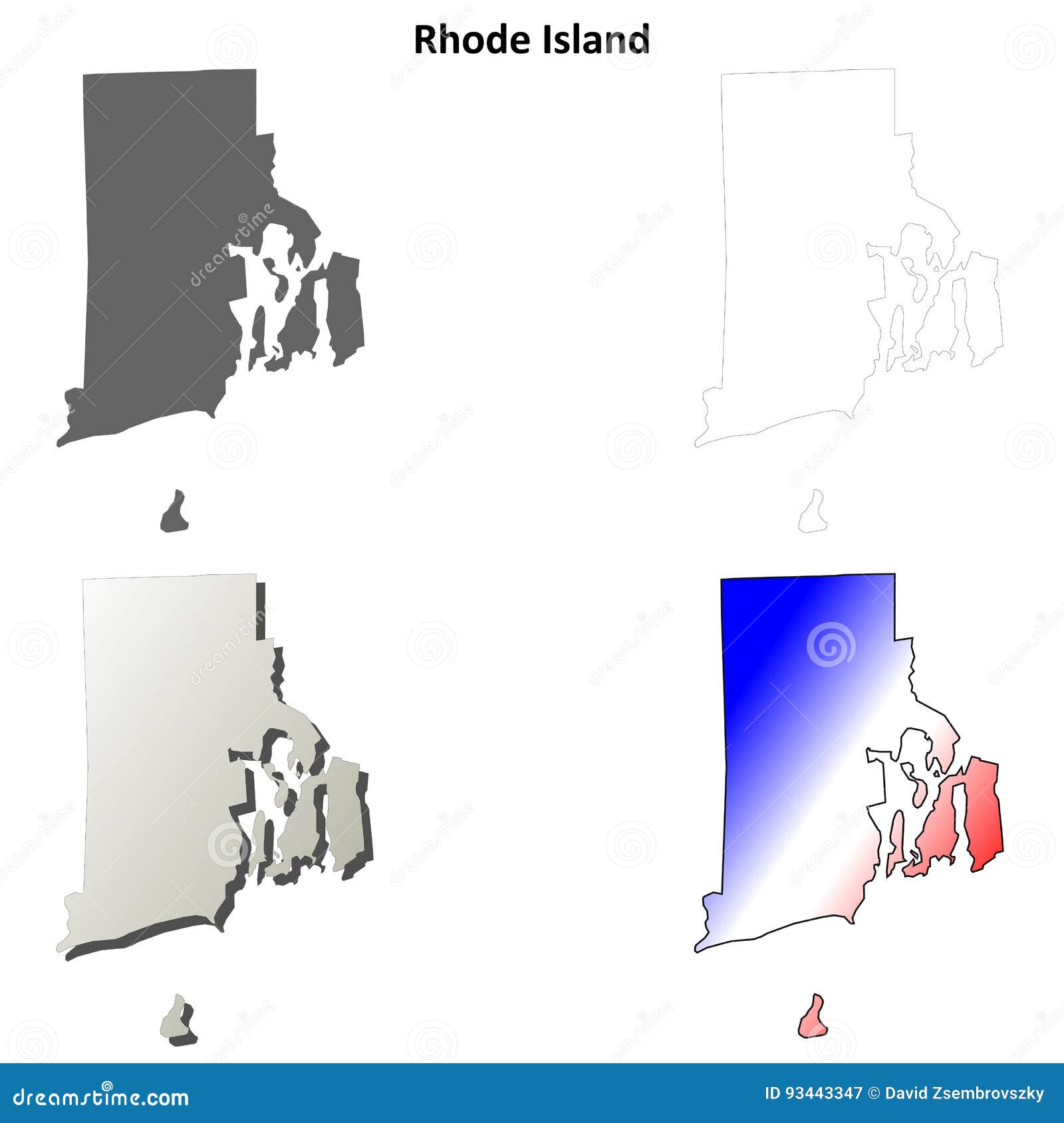 Rhode Island Blank Outline Map Set Stock Vector - Illustration of ...