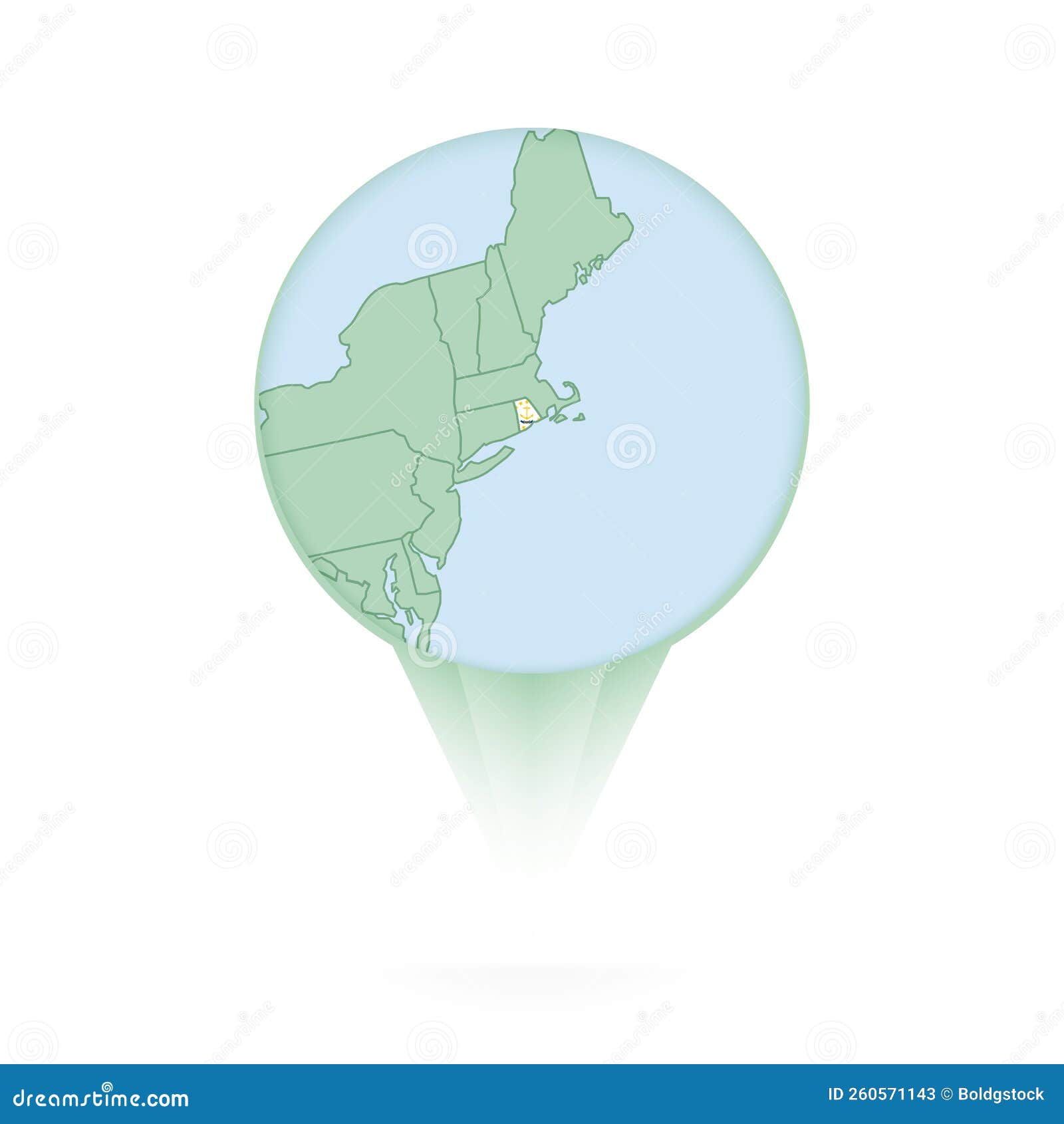 Rhode Island Map, Stylish Location Icon with Rhode Island Map and Flag ...