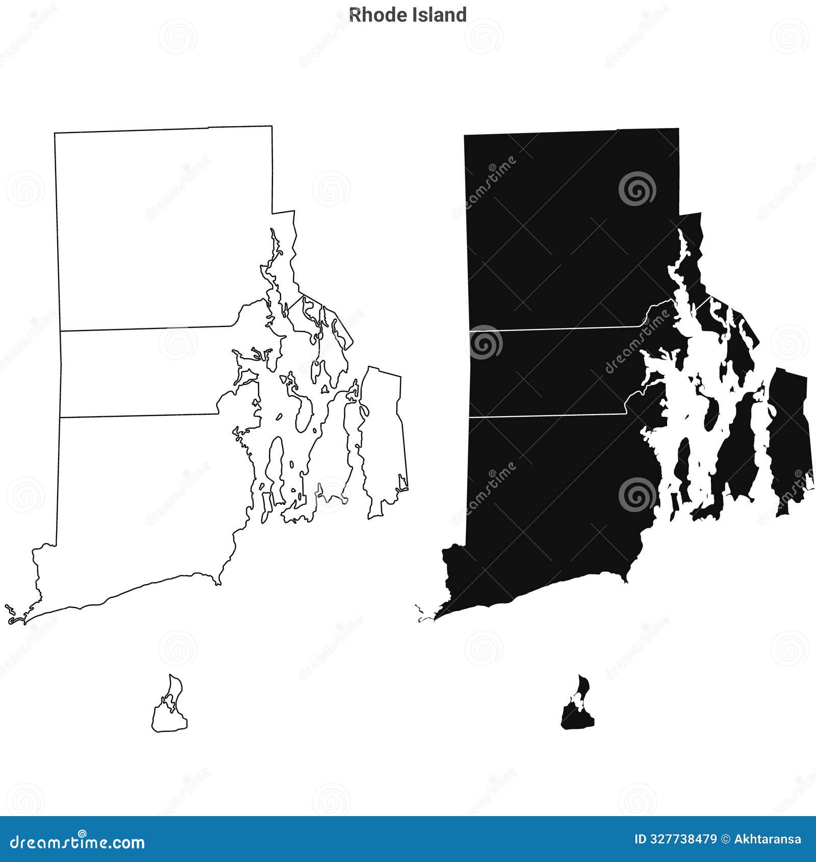 Rhode Island Outline County Map Set - Illustration Version Stock ...
