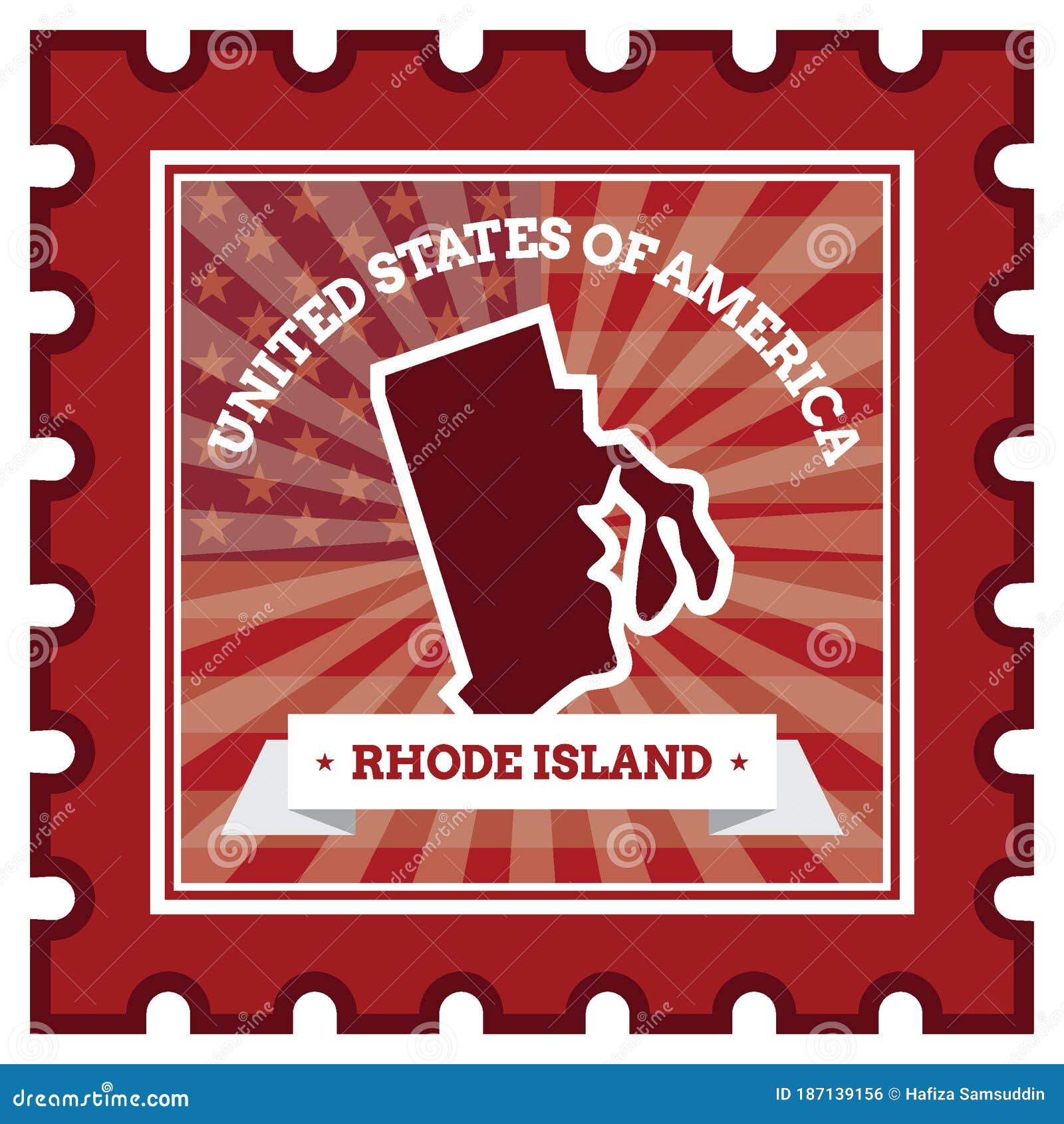 Rhode Island Postage Stamp. Vector Illustration Decorative Design Stock ...
