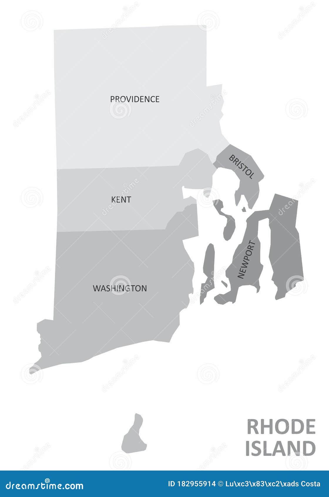 Rhode Island State Counties Map Stock Illustration - Illustration of ...