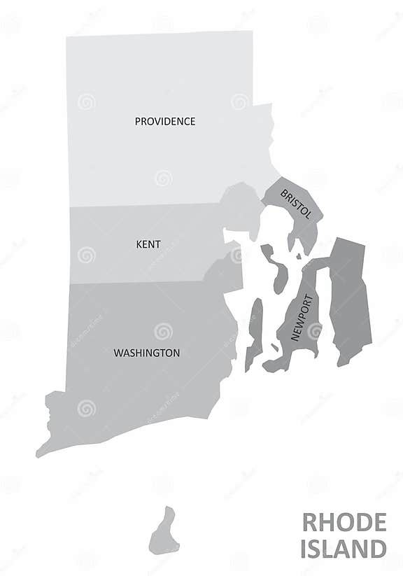 Rhode Island State Counties Map Stock Illustration - Illustration of ...