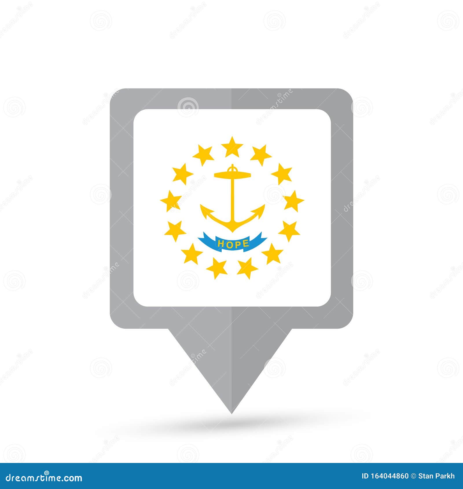 Rhode Island State Flag Map Icon Stock Vector - Illustration of ...