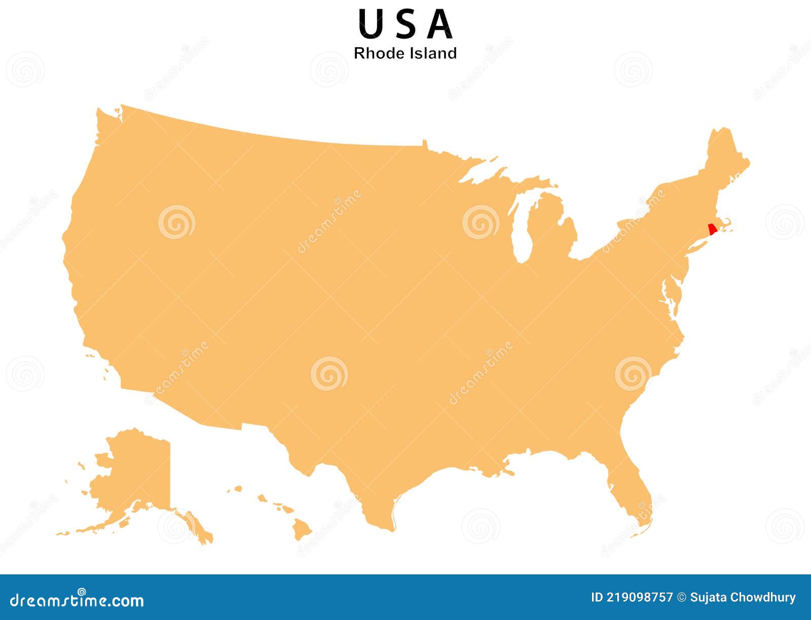 Rhode Island State Map Highlighted on USA Map. Rhode Island Map on ...
