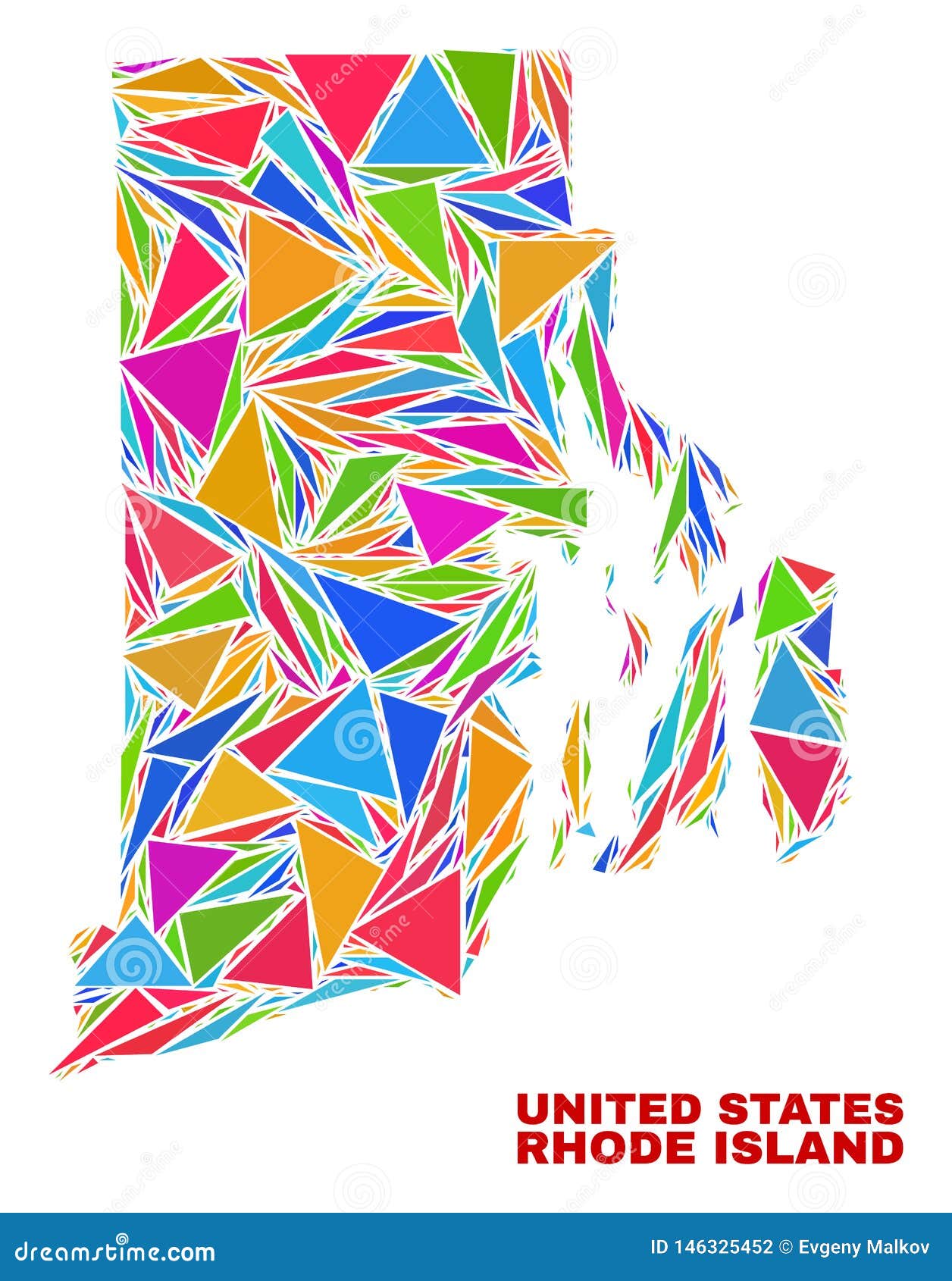 Rhode Island State Map - Mosaic of Color Triangles Stock Vector ...