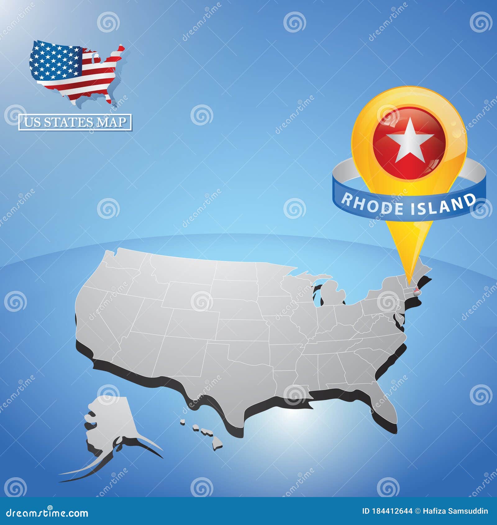 Rhode Island State on Map of Usa. Vector Illustration Decorative ...