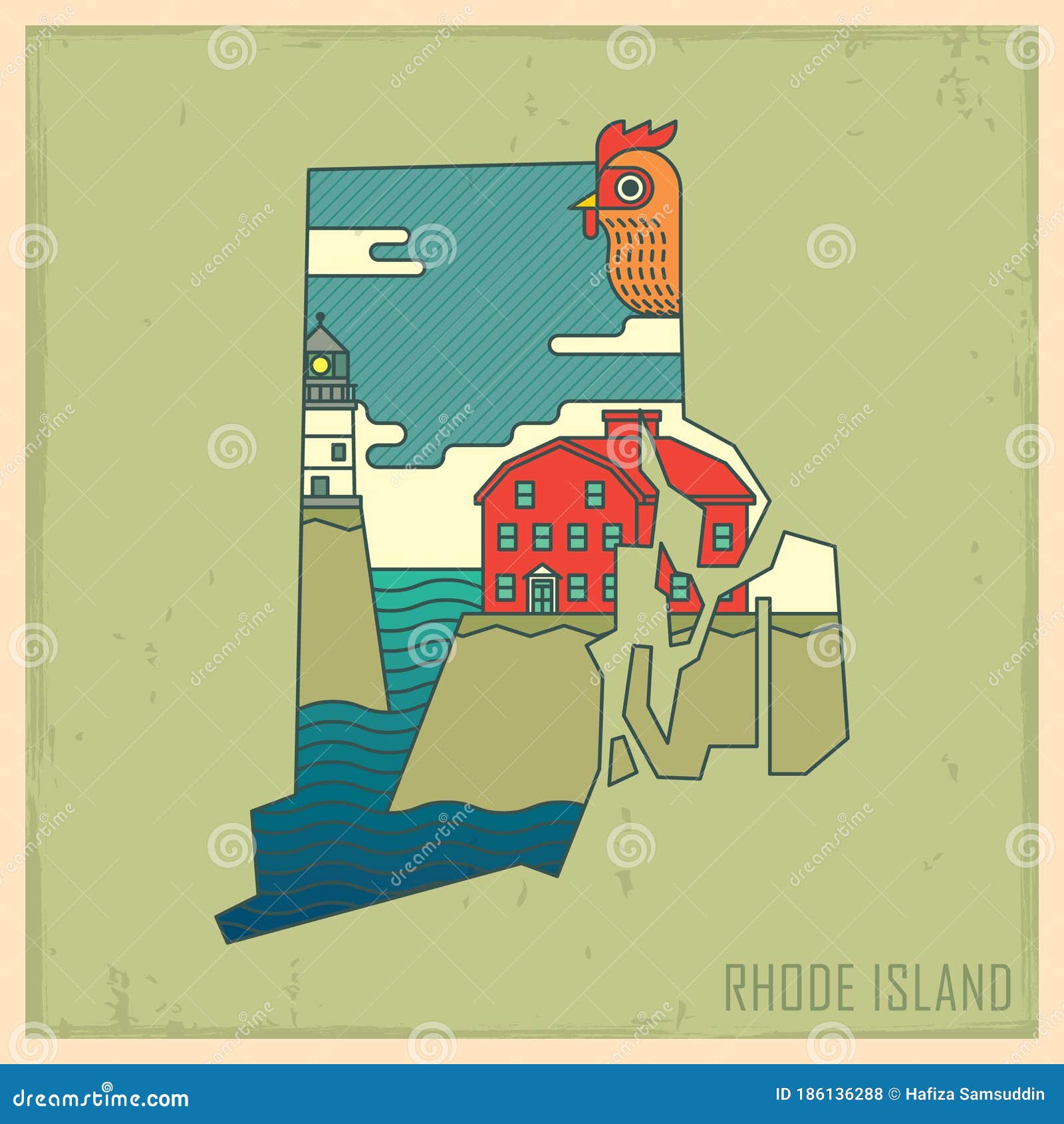Rhode Island State Map. Vector Illustration Decorative Design Stock ...